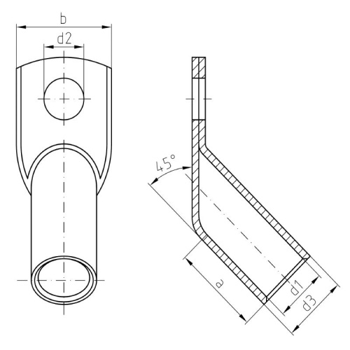 Weidmuller 1496200000 - Angled Cable Lug 45°, 25 mm²